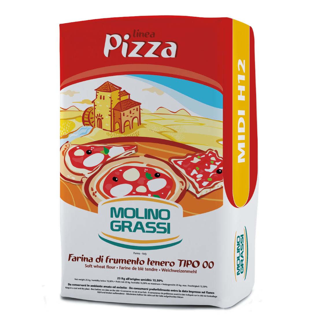 Farina 00 Midi H12 per Pizza (25 kg) - Molino Grassi