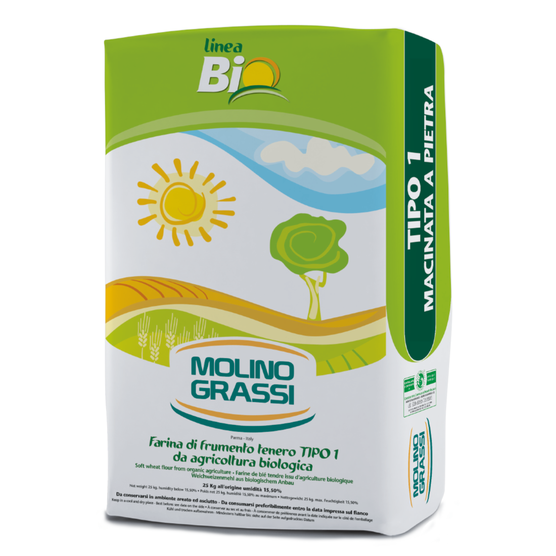Farina Bio Tipo 1 Macinata a Pietra (25 kg) - Molino Grassi